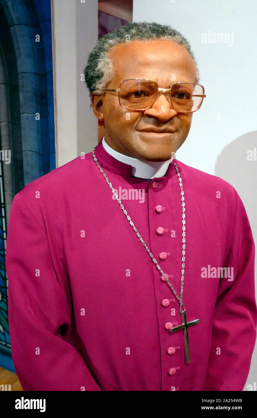 Waxwork statue depicting Desmond Tutu (born 1931) South African social ...