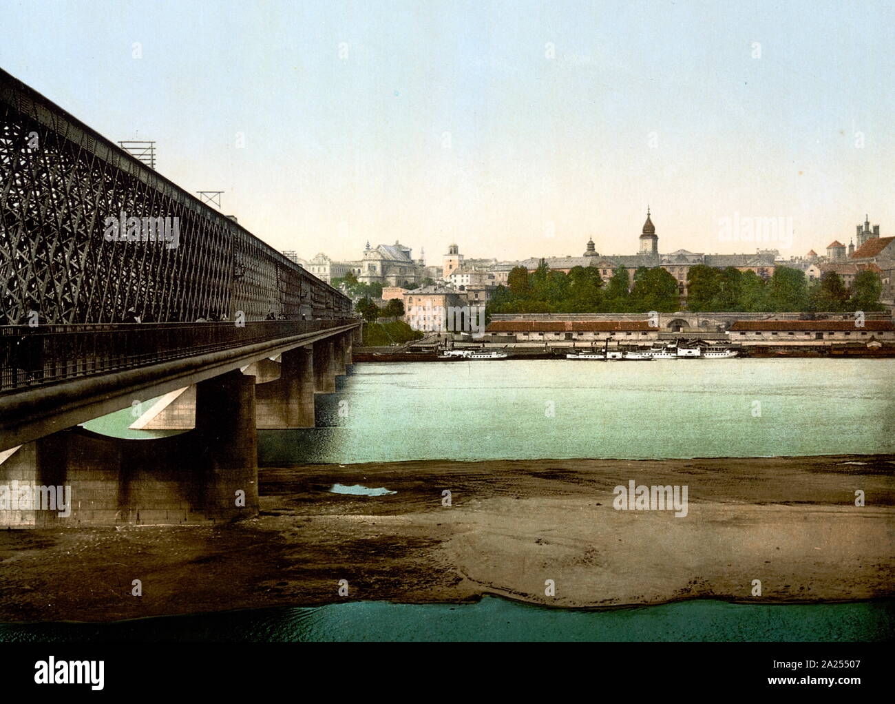 Iron bridge, Warsaw, Poland, Photographed in 1900 when part of the ...