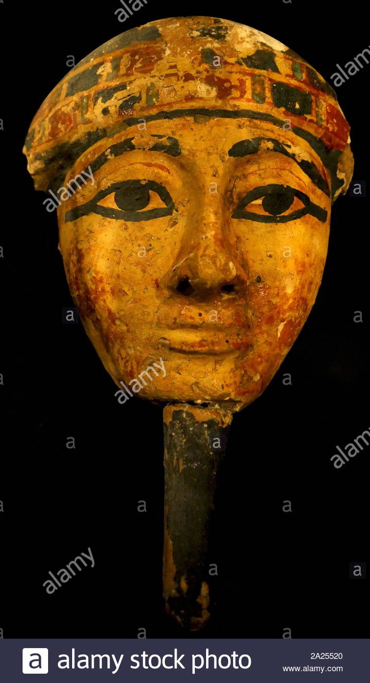 Mummy mask from an Egyptian burial chamber; Luxor Museum, Luxor, Egypt ...