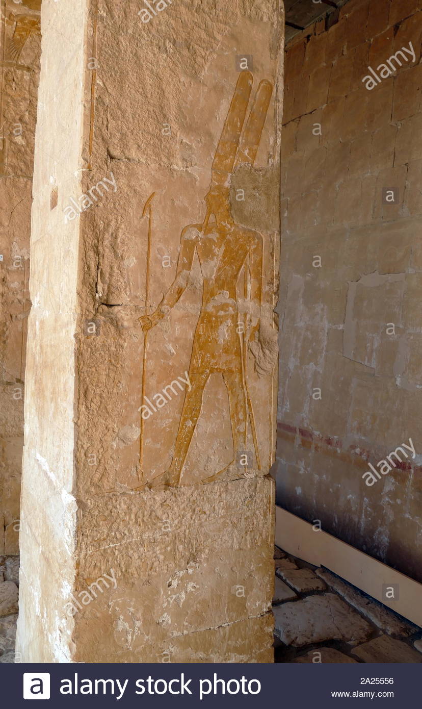 wall relief (painted), depicting the god Amun; within the Temple of ...