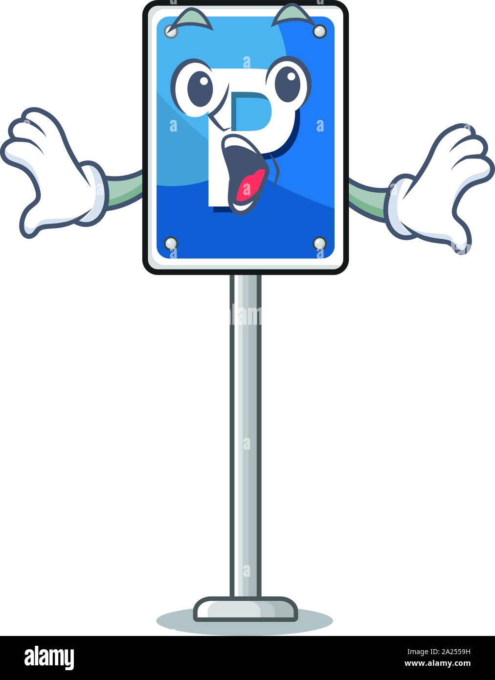 Surprised parking sign cartoon isolated the mascot Stock Vector Image ...
