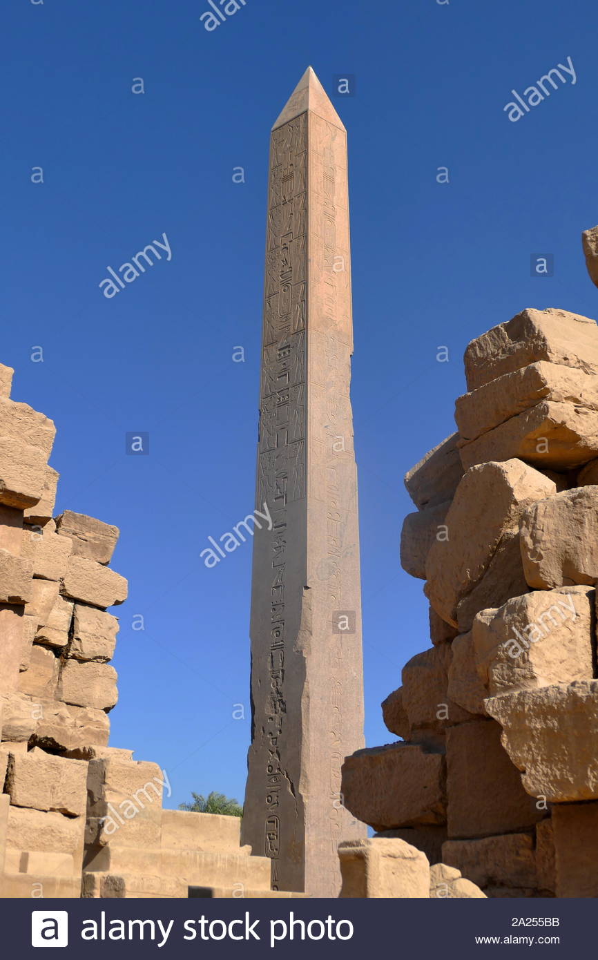 obelisk at Karnak Temple Complex, in Luxor, Egypt. Construction at the ...