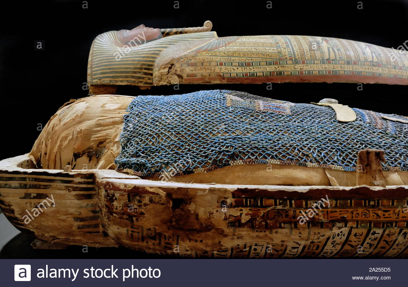 An Anthropoid Coffin containing the mummy of the priest of MONTU (NES ...
