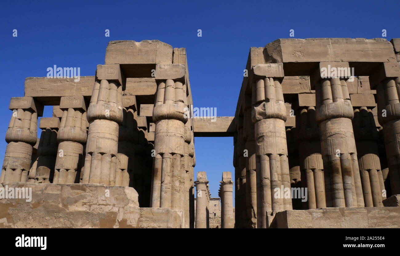 Columns inside the ancient Egyptian Luxor Temple complex in Luxor Stock ...