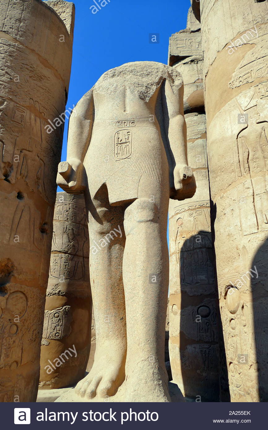 Detail from Rameses II statue at the ancient Egyptian Luxor Temple ...