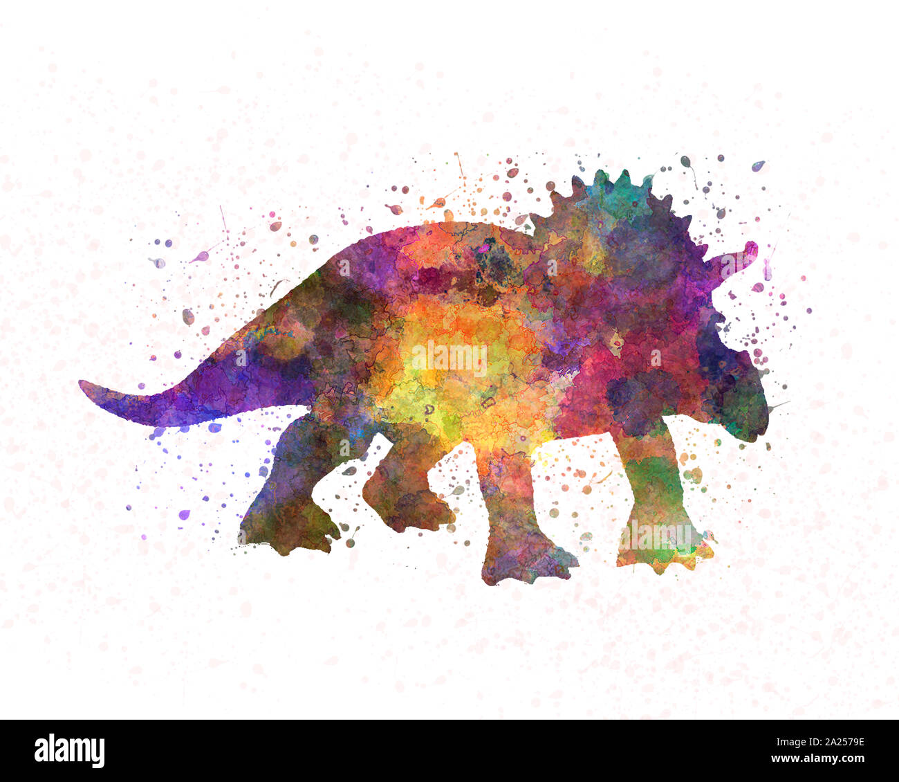 Triceratops dinosaur in watercolor Stock Photo - Alamy