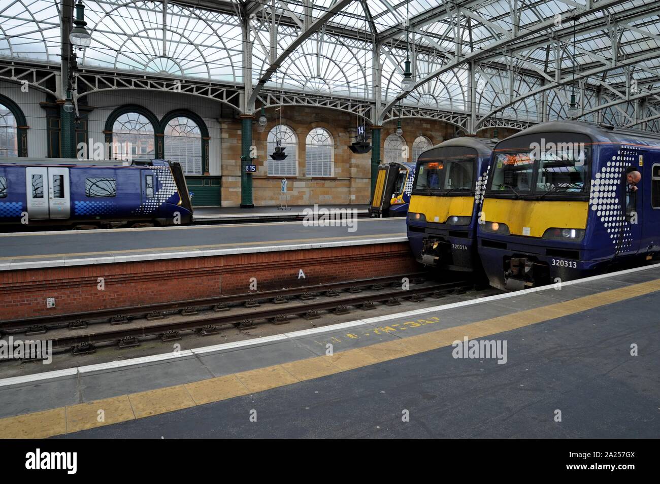 Scotrail Class 320 and Class 380 Desiro electric trains at Glasgow ...