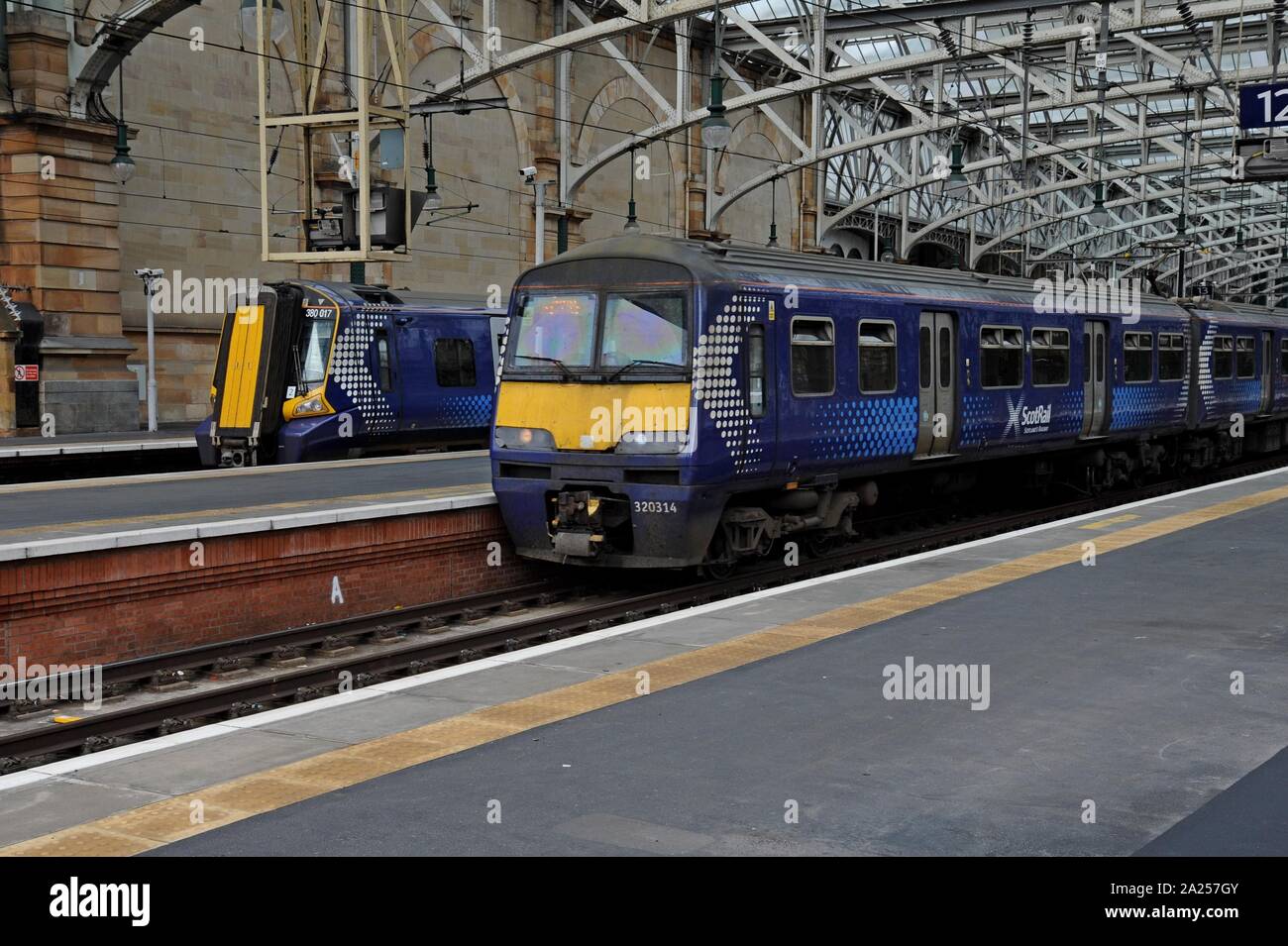 Scotrail Class 320 and Class 380 Desiro electric trains at Glasgow ...