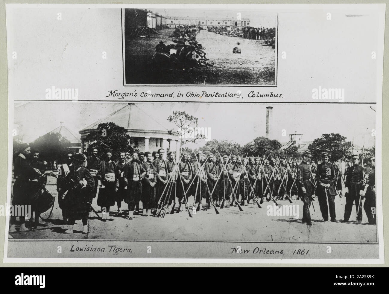 Photocopy showing two images of soldiers with handwritten captions ...