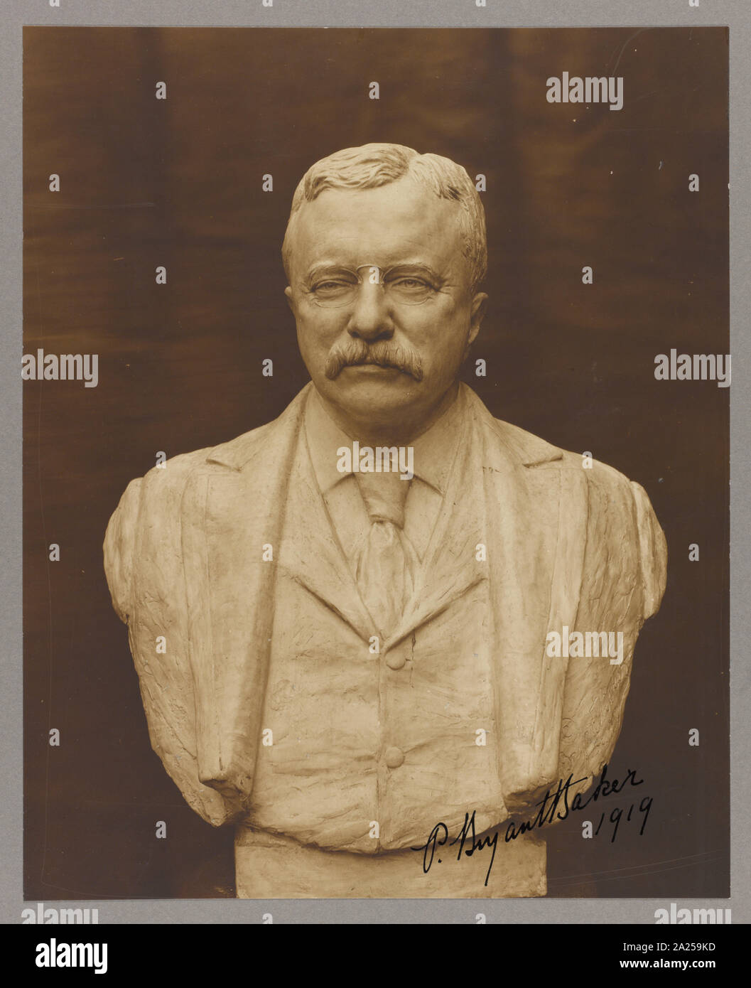 Photograph showing bust sculpture of Theodore Roosevelt by Percy Bryant ...