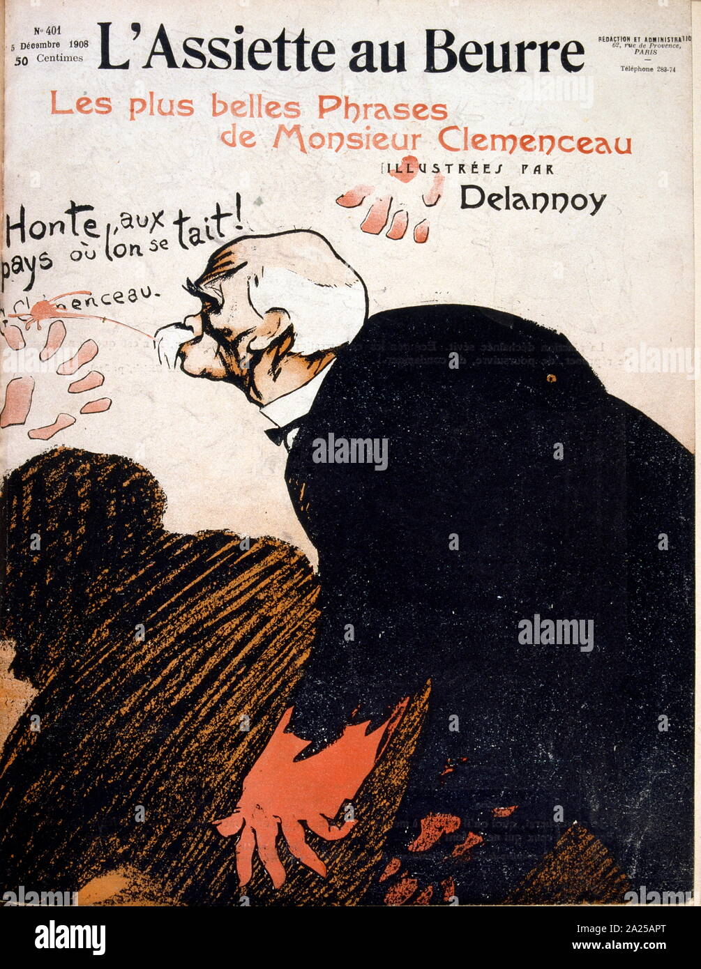 cartoon by Delannoy, depicting Georges Clemenceau 1908 Stock Photo - Alamy