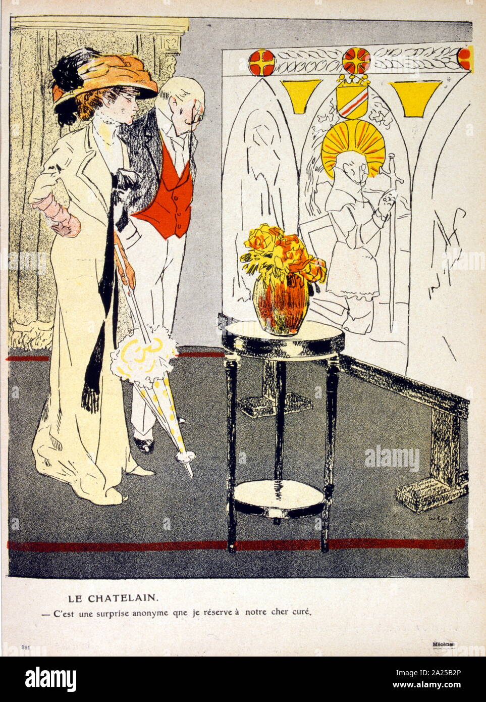 French illustration showing a lord and lady of a Manor reviewing ...