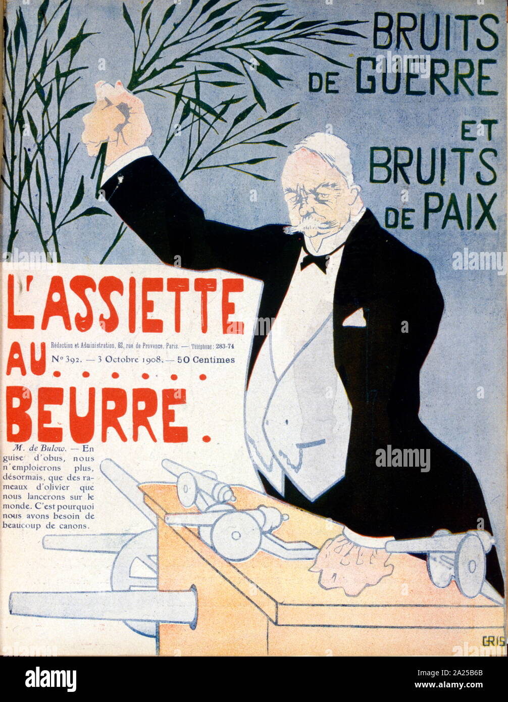 French satirical illustration depicting Franco-German rivalry. 1908 ...