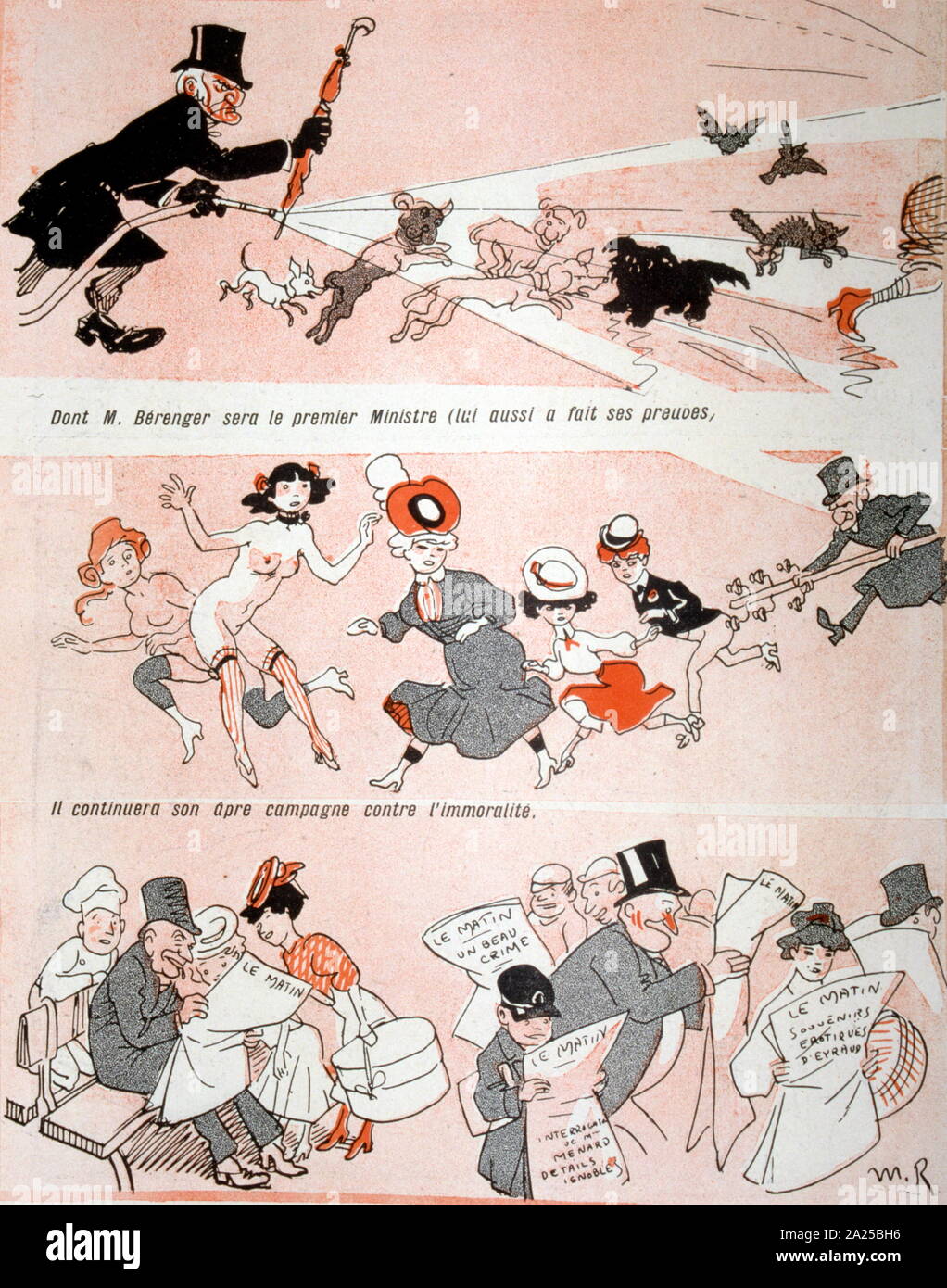 French satirical Illustration, depicting moral decadence. 1907 Stock ...