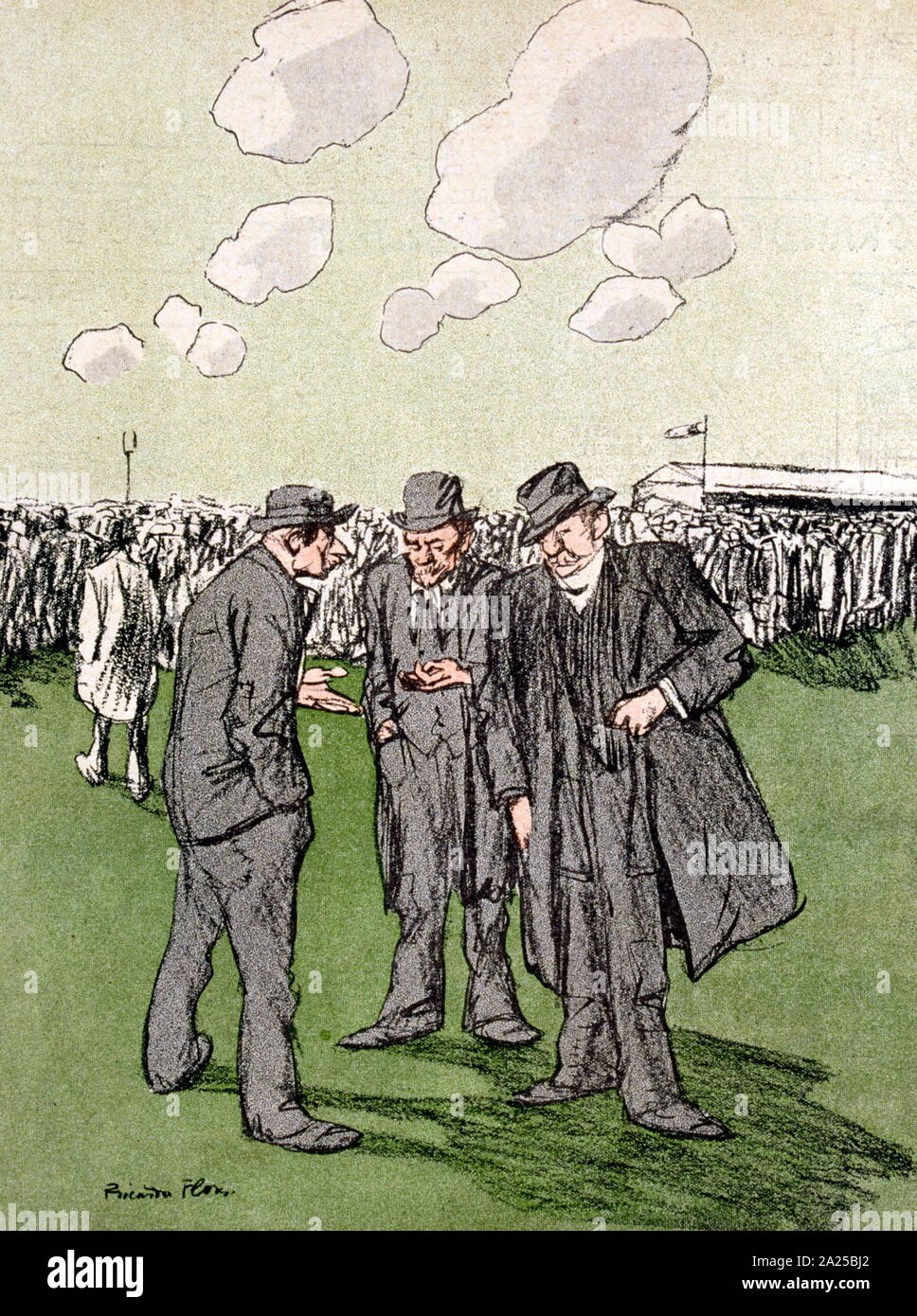 French satirical Illustration, depicting gambling at the races in ...