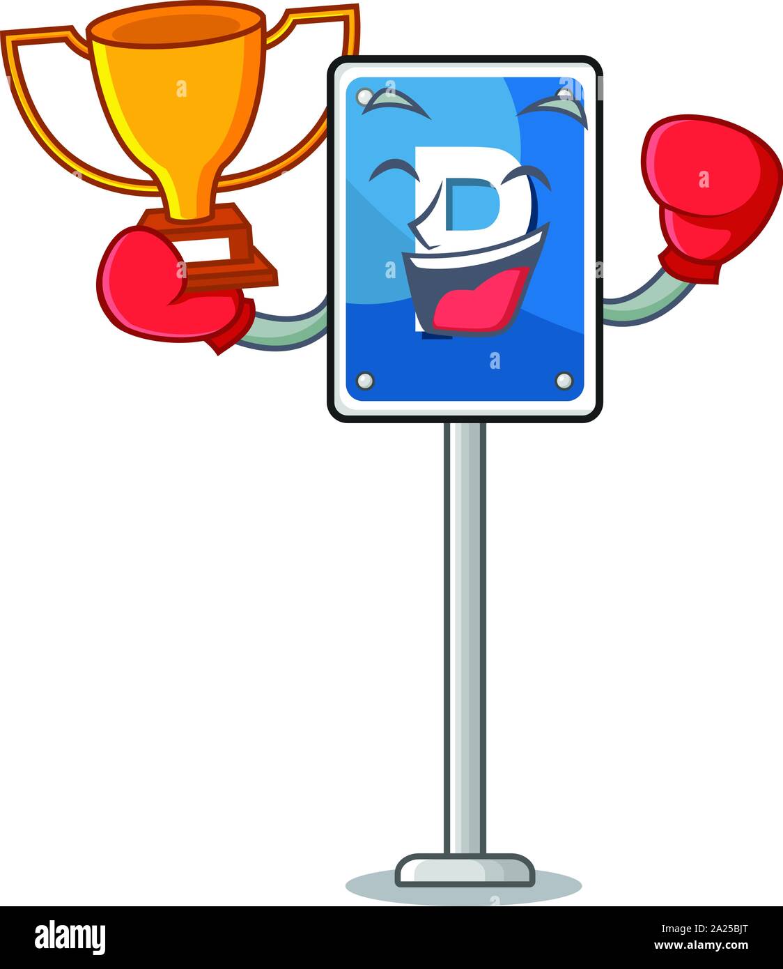 Boxing winner parking sign character shape the cartoon Stock Vector ...