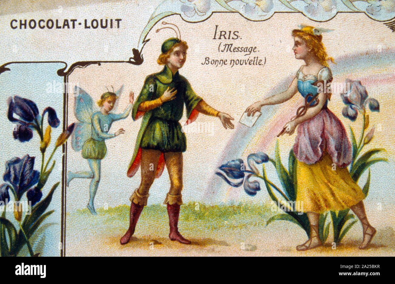 French illustration showing two fairies in a garden 1906 Stock Photo ...