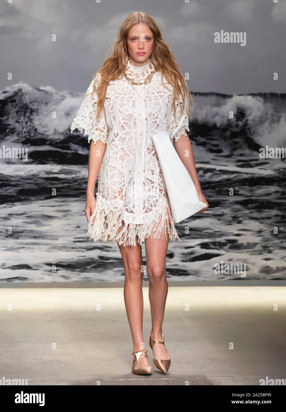 New York, NY - Sept 09, 2019: Charlotte Rose Hansen walks the runway at ...