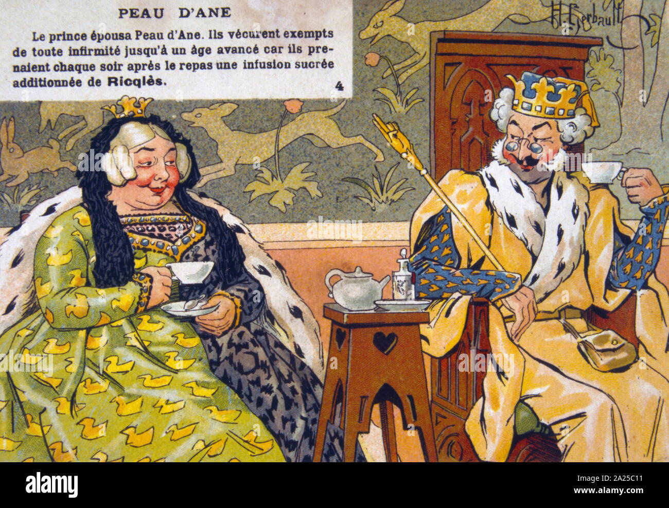 Illustration for a 1909 edition of Donkeyskin (Peau d'Ane), a French ...