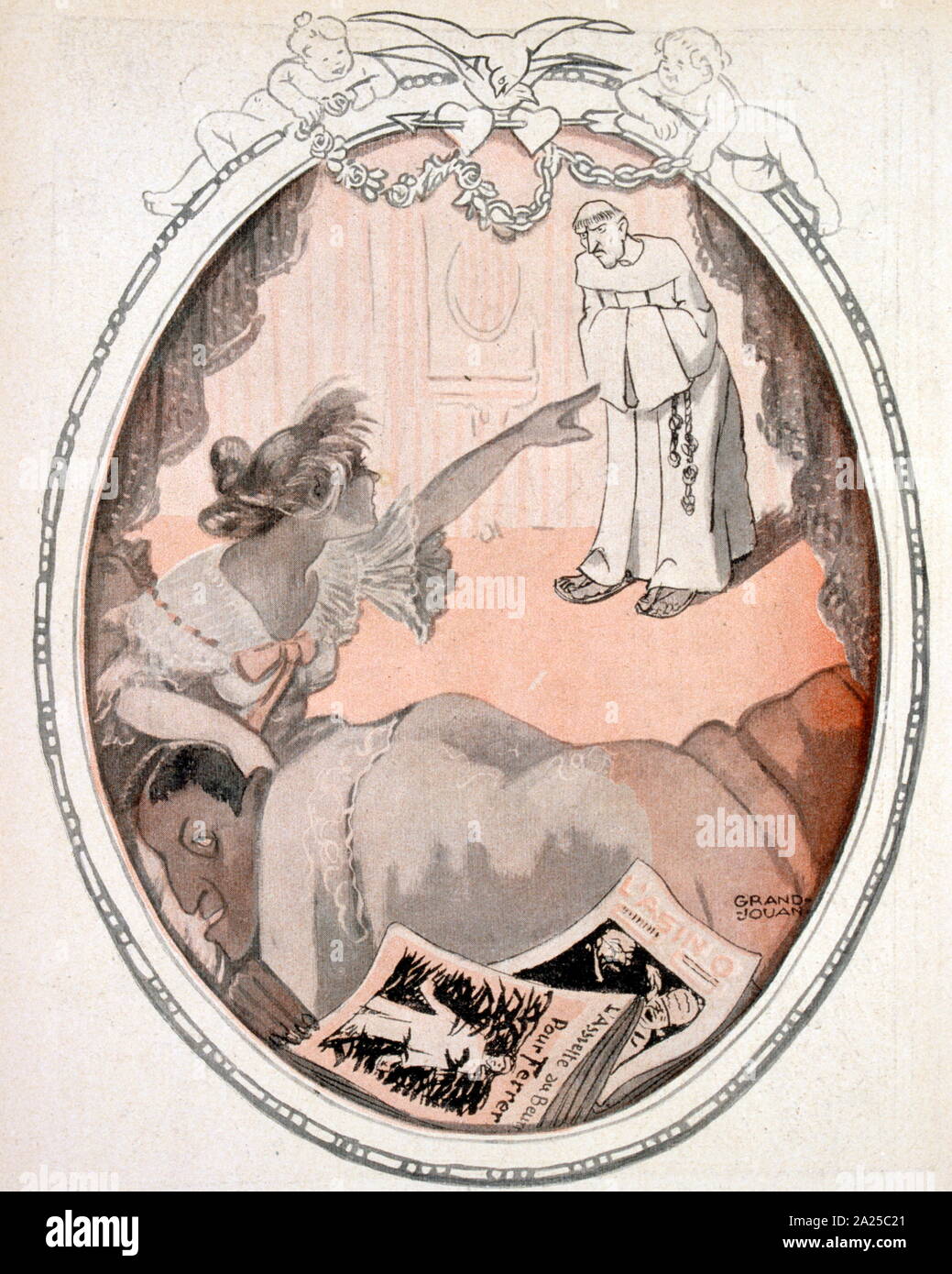 French Satirical Illustration showing the King of Spain Alphonso XIII ...