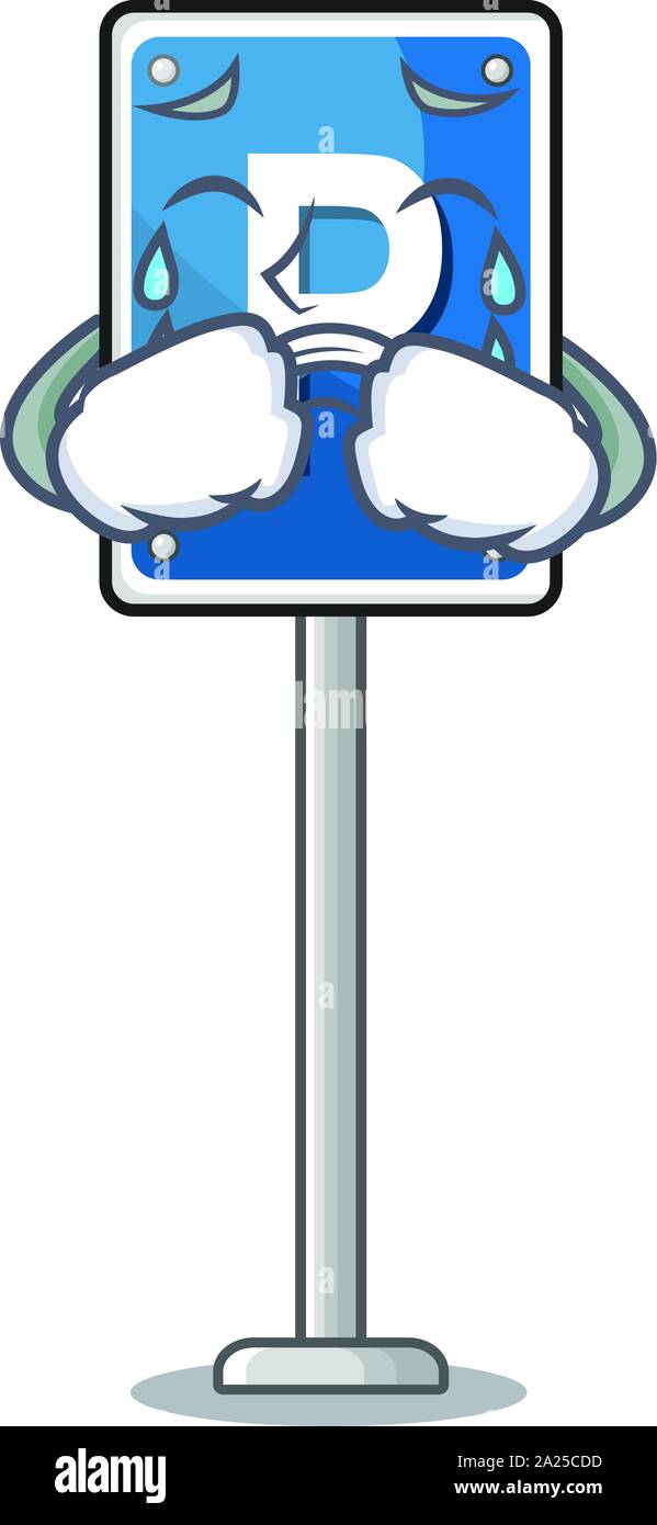 Crying parking sign cartoon isolated the mascot Stock Vector Image ...