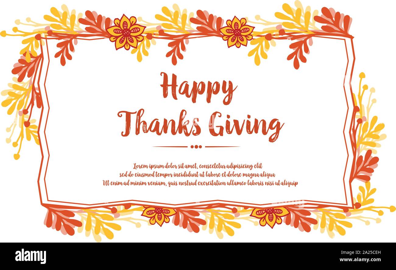 Banner thanksgiving, with autumn leaves frame on white background ...