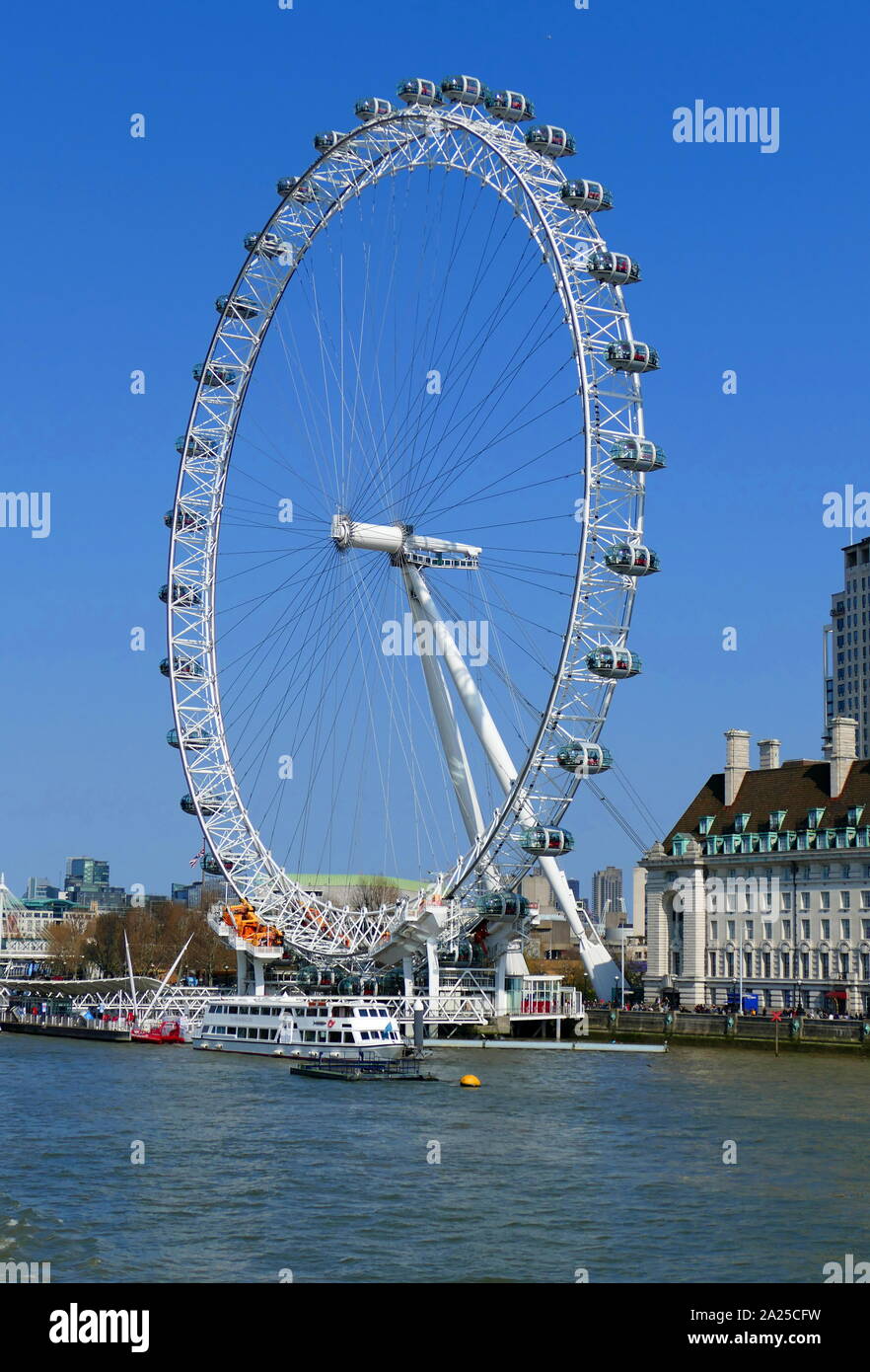 The London Eye, observation wheel on the South Bank of the River Thames ...