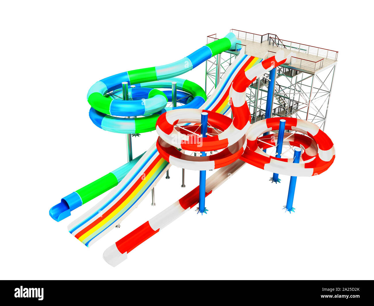 Modern water slide for water park one big slide for three people and ...
