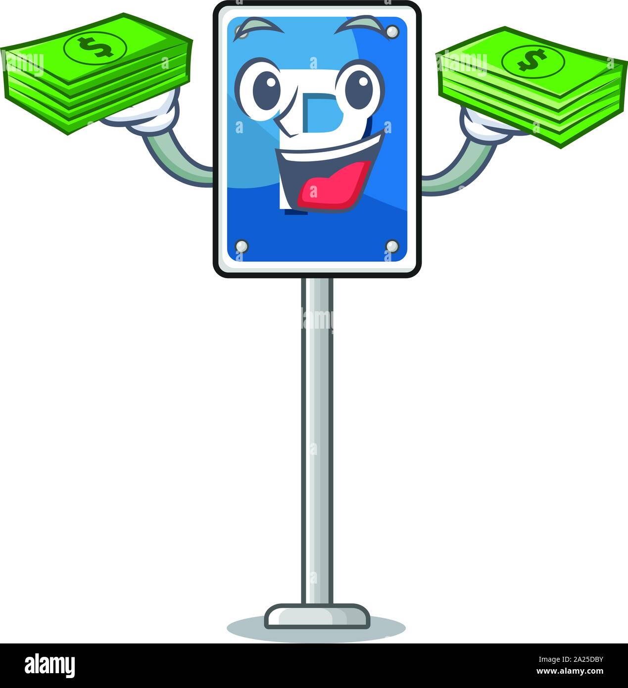 With money bag parking sign cartoon isolated the mascot Stock Vector ...