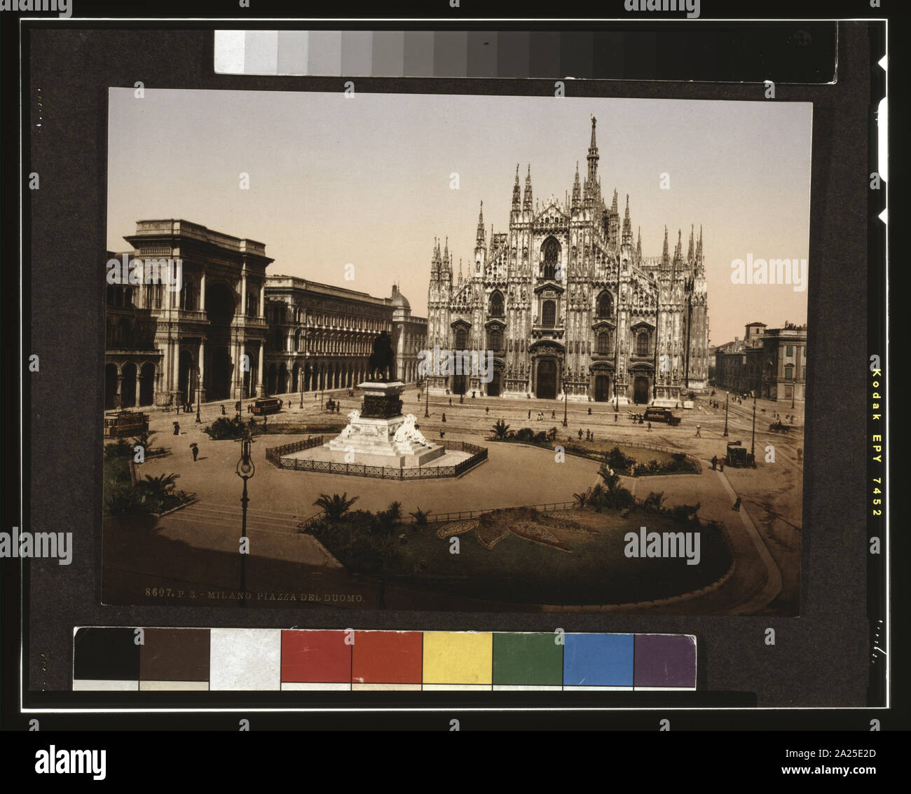Piazza del Duomo, Milan, Italy; Print shows the Piazza del Duomo ...