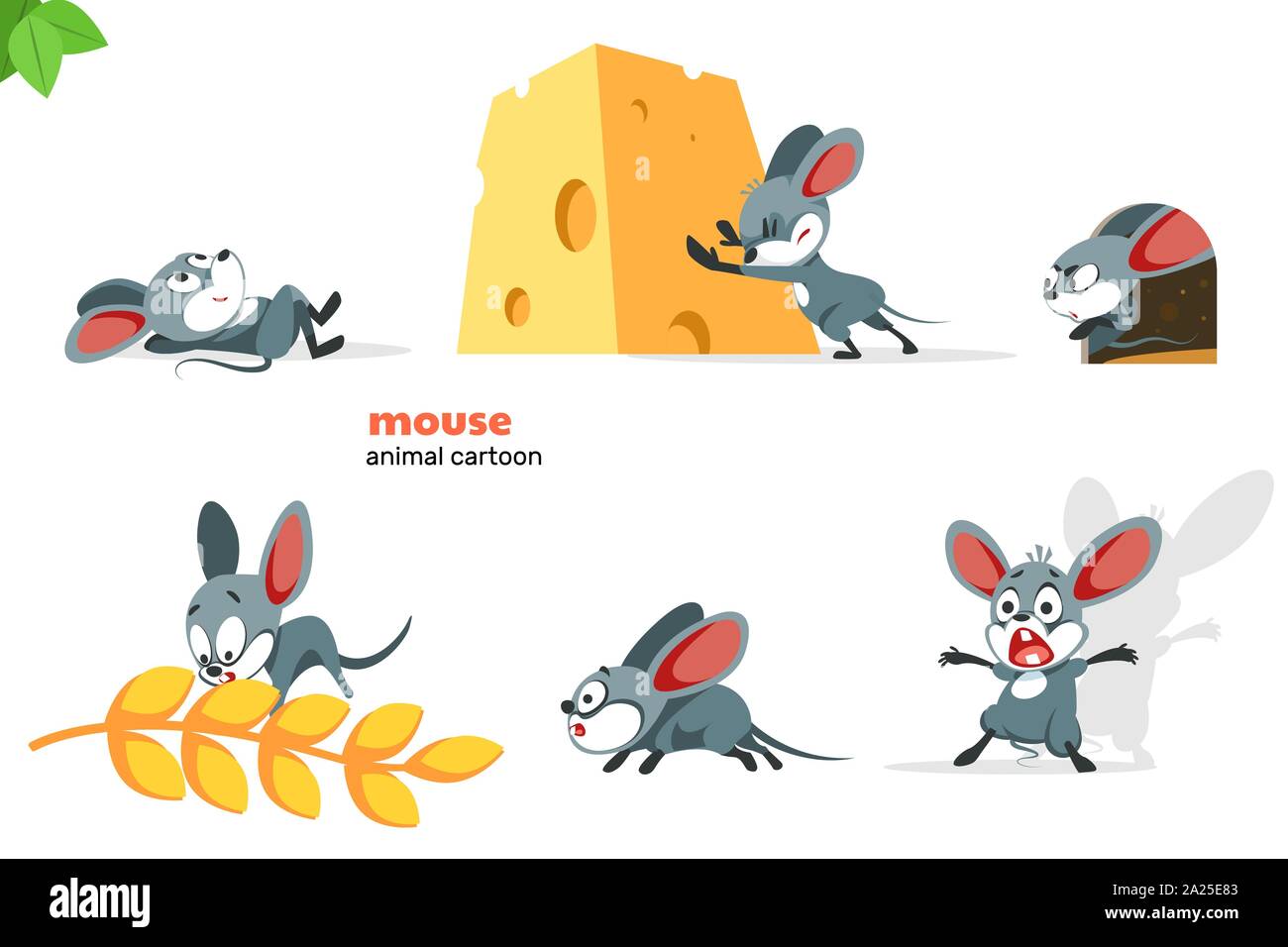 Set of cute mouse character with different action poses, isolated on ...