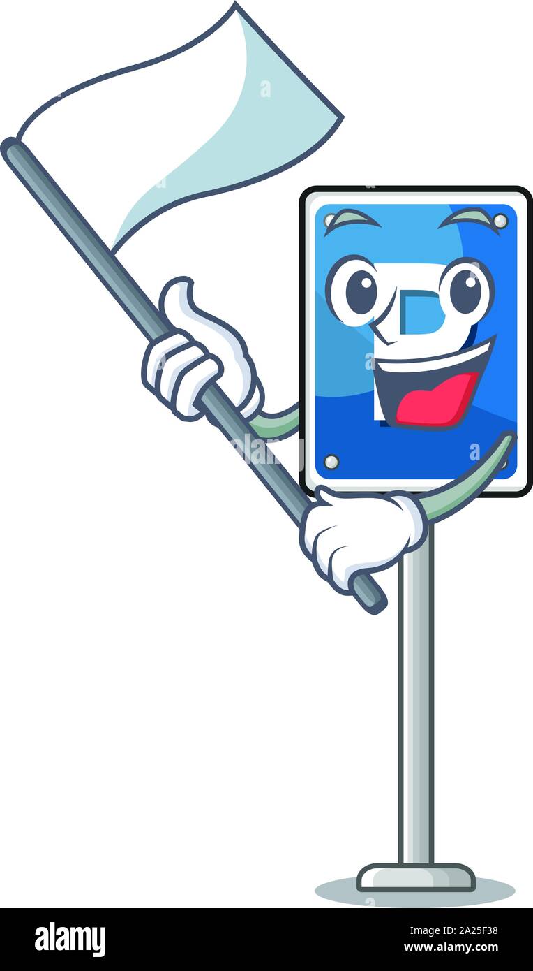 With flag parking sign character shape the cartoon Stock Vector Image ...