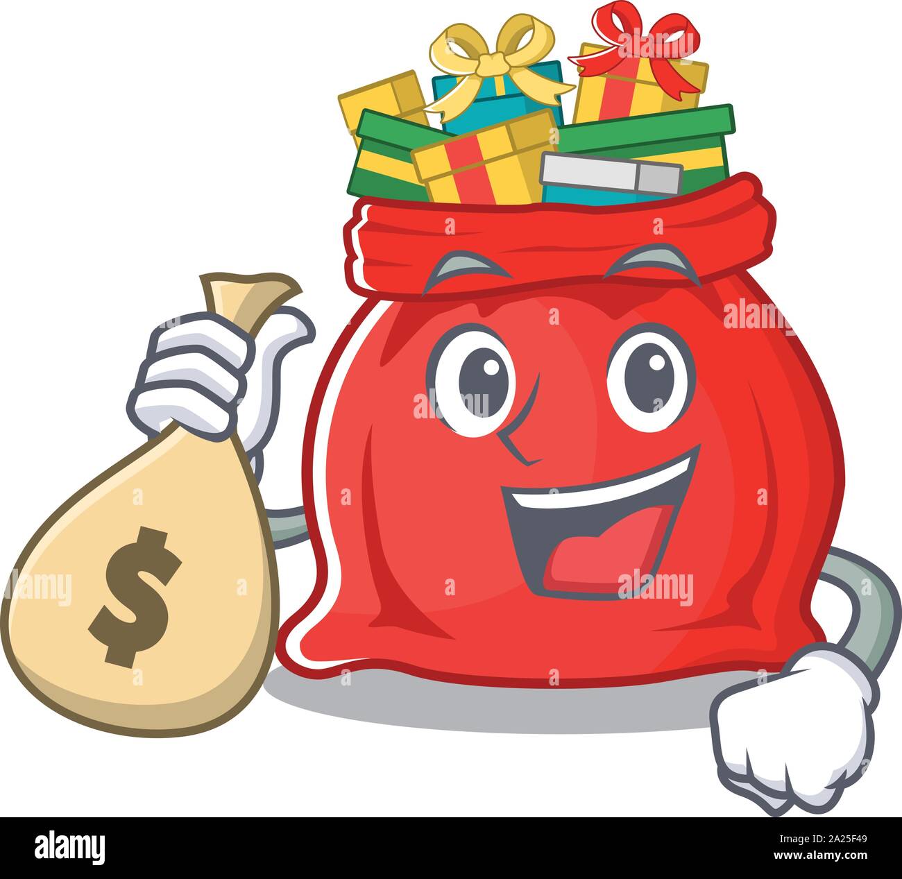 With money bag santa claus bag on a cartoon Stock Vector Image & Art ...