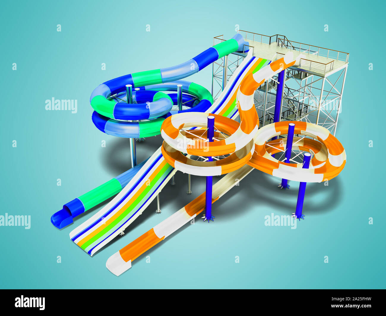 Modern water slide for water park one big slide for three people and ...