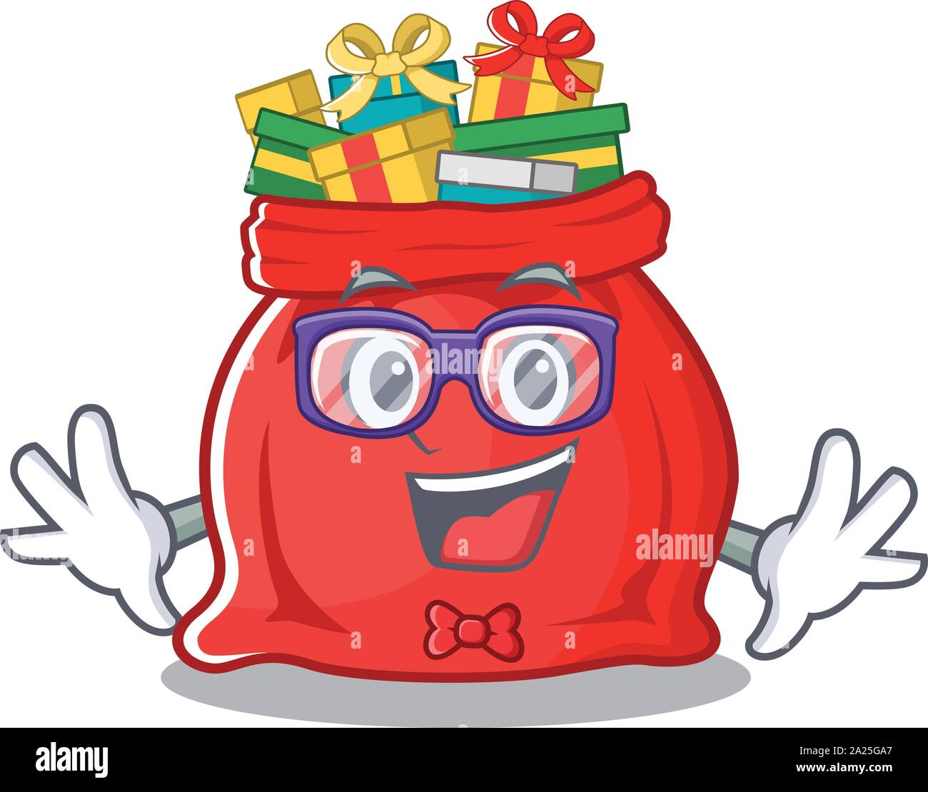 Geek santa claus bag isolated with mascot Stock Vector Image & Art - Alamy