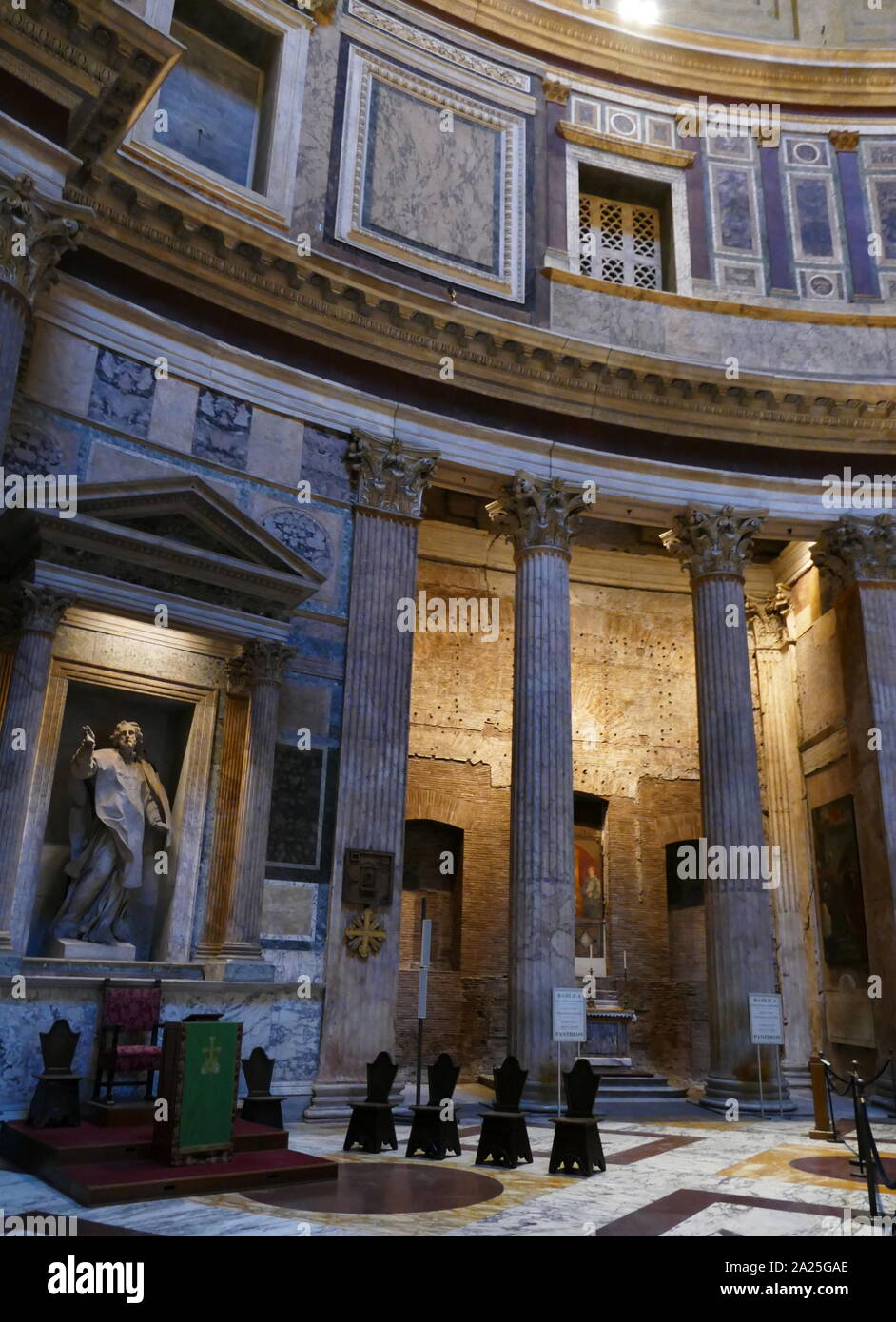 Interior of the Pantheon a former Roman temple, now a church, in Rome ...