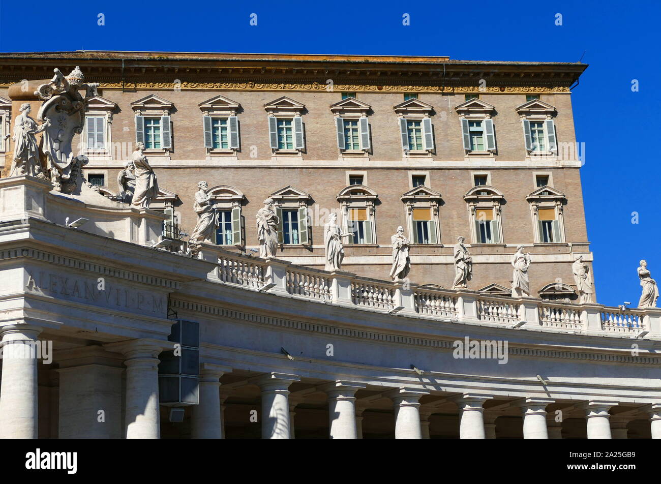 Exterior of the Papal Apartments in St Peter's Square, in Vatican City ...