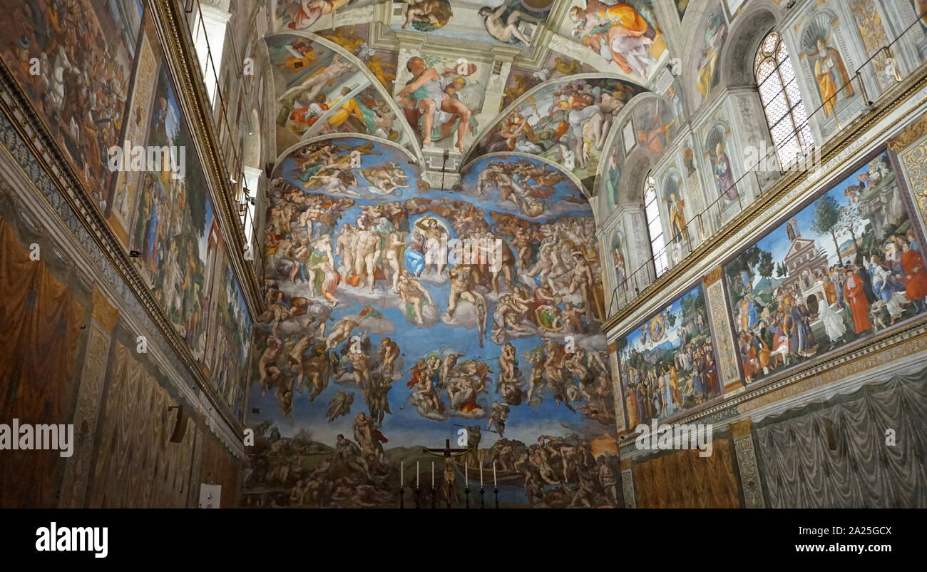 Painted scenes from the Sistine Chapel by Michelangelo. Michelangelo di ...