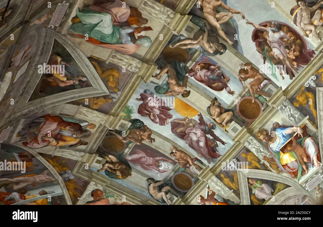 Painted scenes from the Sistine Chapel by Michelangelo. Michelangelo di ...