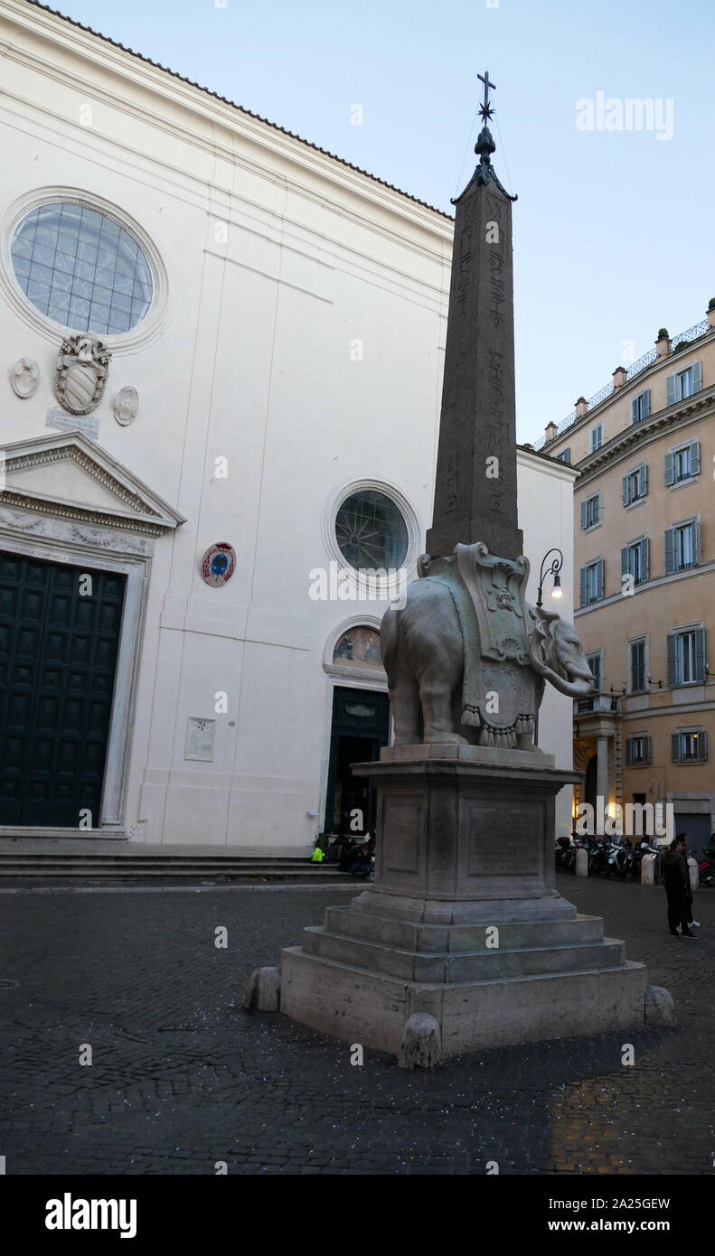 Elephant Obelisk in Piazza della Minerva, Rome Stock Photo - Alamy