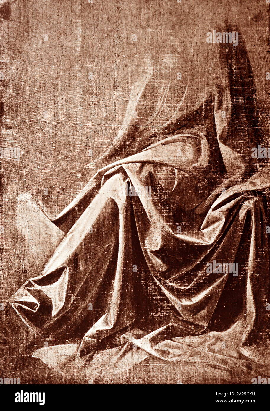 Sketch titled 'Drapery for a Seated Figure' by Leonardo da Vinci ...