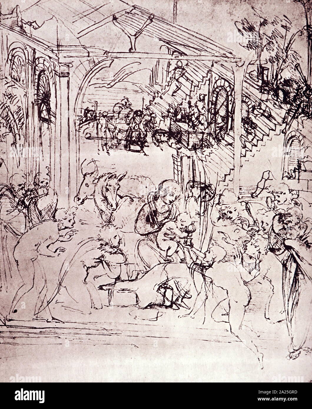 Study for the Adoration of the Kings by Leonardo da Vinci. Leonardo di ...