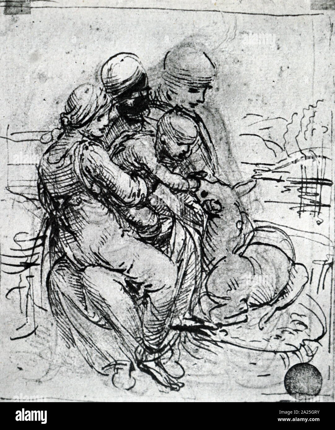 Study for the Virgin and St Anne by Leonardo da Vinci. Leonardo di ser ...