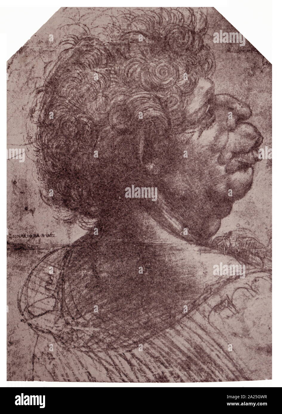 Sketch titled 'Scaramuccia' by Leonardo da Vinci. Leonardo di ser Piero ...
