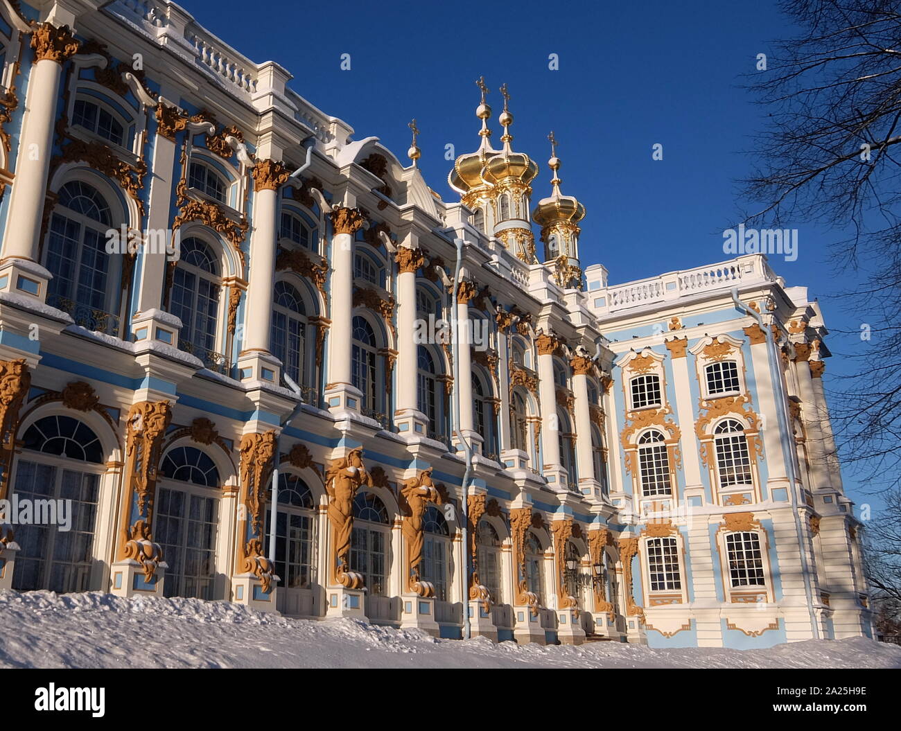 Exterior of Catherine Palace, a Rococo palace located in the town of ...