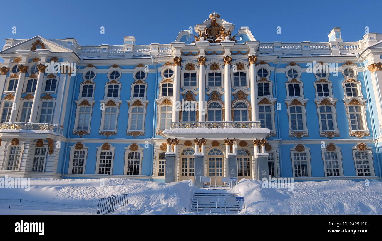 Exterior of Catherine Palace, a Rococo palace located in the town of ...