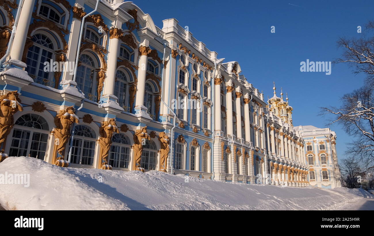 Exterior of Catherine Palace, a Rococo palace located in the town of ...