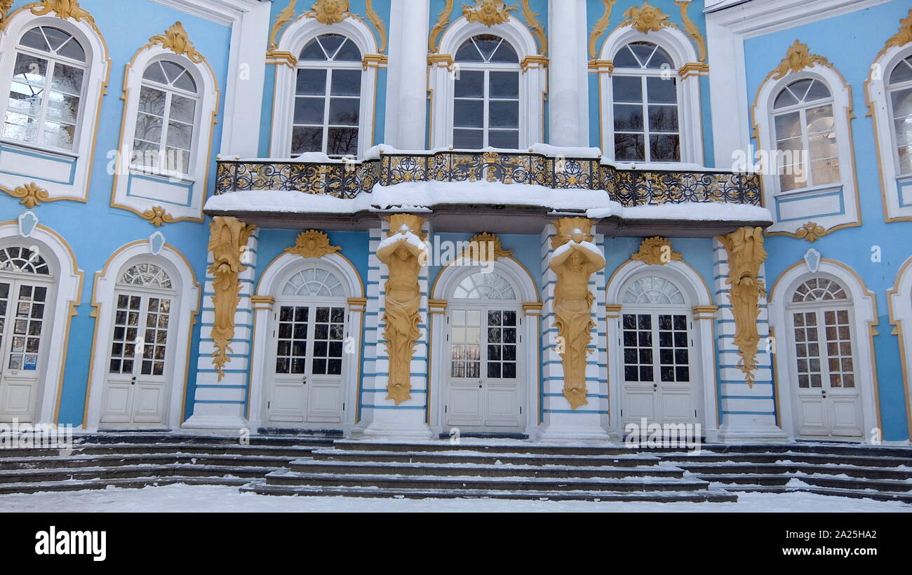 Exterior of Catherine Palace, a Rococo palace located in the town of ...