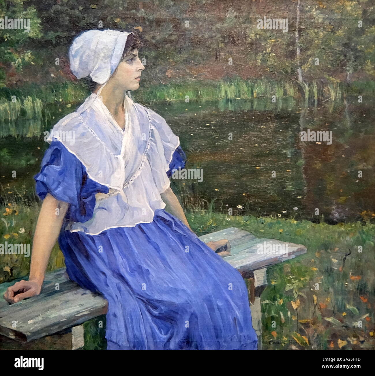 Painting titled 'A Girl by the Pond' a portrait of N. M. Nesterova by ...
