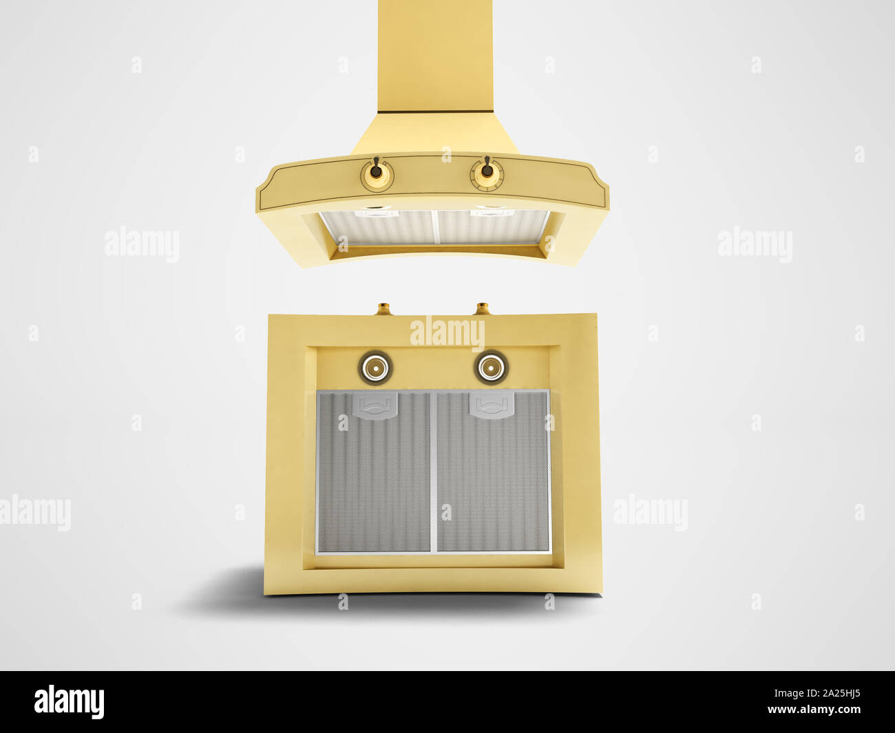 Modern extractor for kitchen beige 3d rendering on gray background with ...